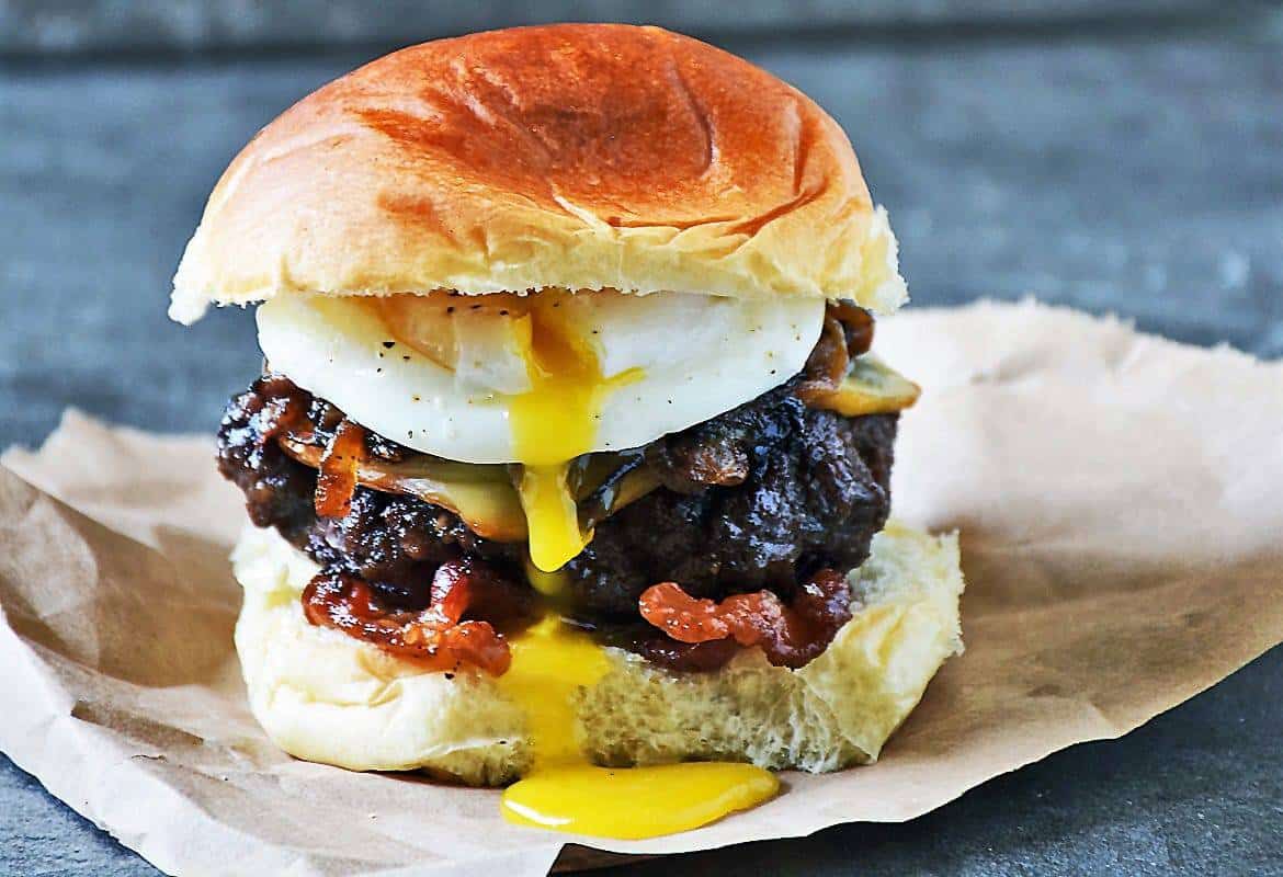 Poached Egg Burger with Caramelized Onions - Sunday Supper Movement