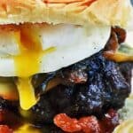 Poached Egg Burger Recipe with Caramelized Onions | Sunday Supper Movement