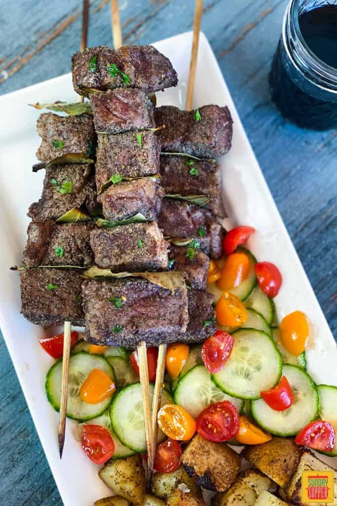 Grilled Portuguese Beef Skewers (Espetada) with Garlic and Bay Leaves
