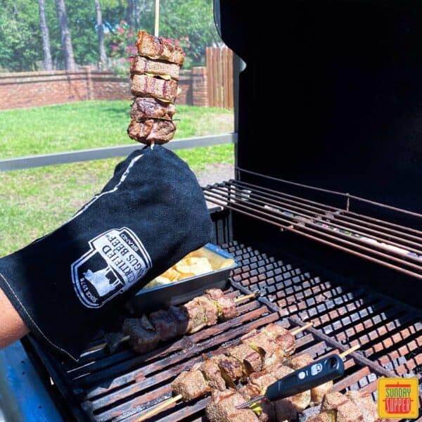 Grilled Portuguese Beef Skewers (Espetada) with Garlic and Bay Leaves