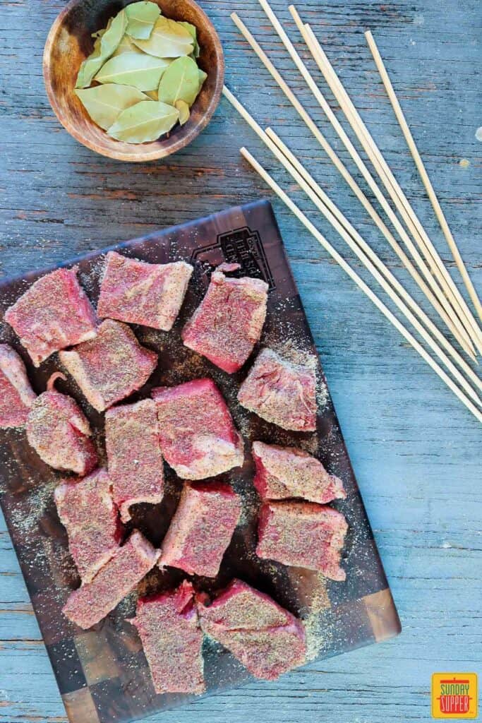 Grilled Portuguese Beef Skewers (Espetada) with Garlic and Bay Leaves