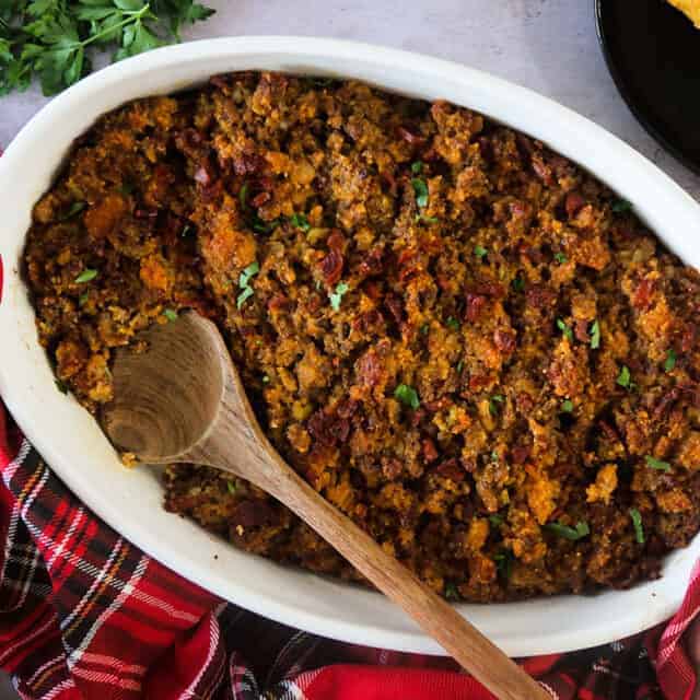 Portuguese Chorizo Cornbread Stuffing - Sunday Supper Movement