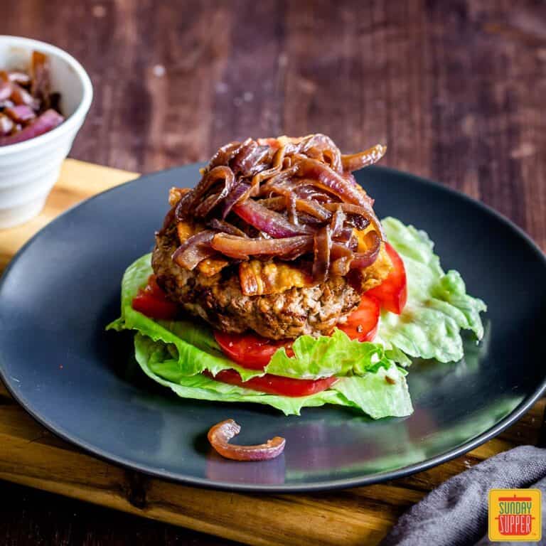Loaded Burger Recipe with Caramelized Onions