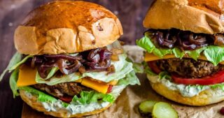 Loaded Burger Recipe with Caramelized Onions - Sunday Supper Movement
