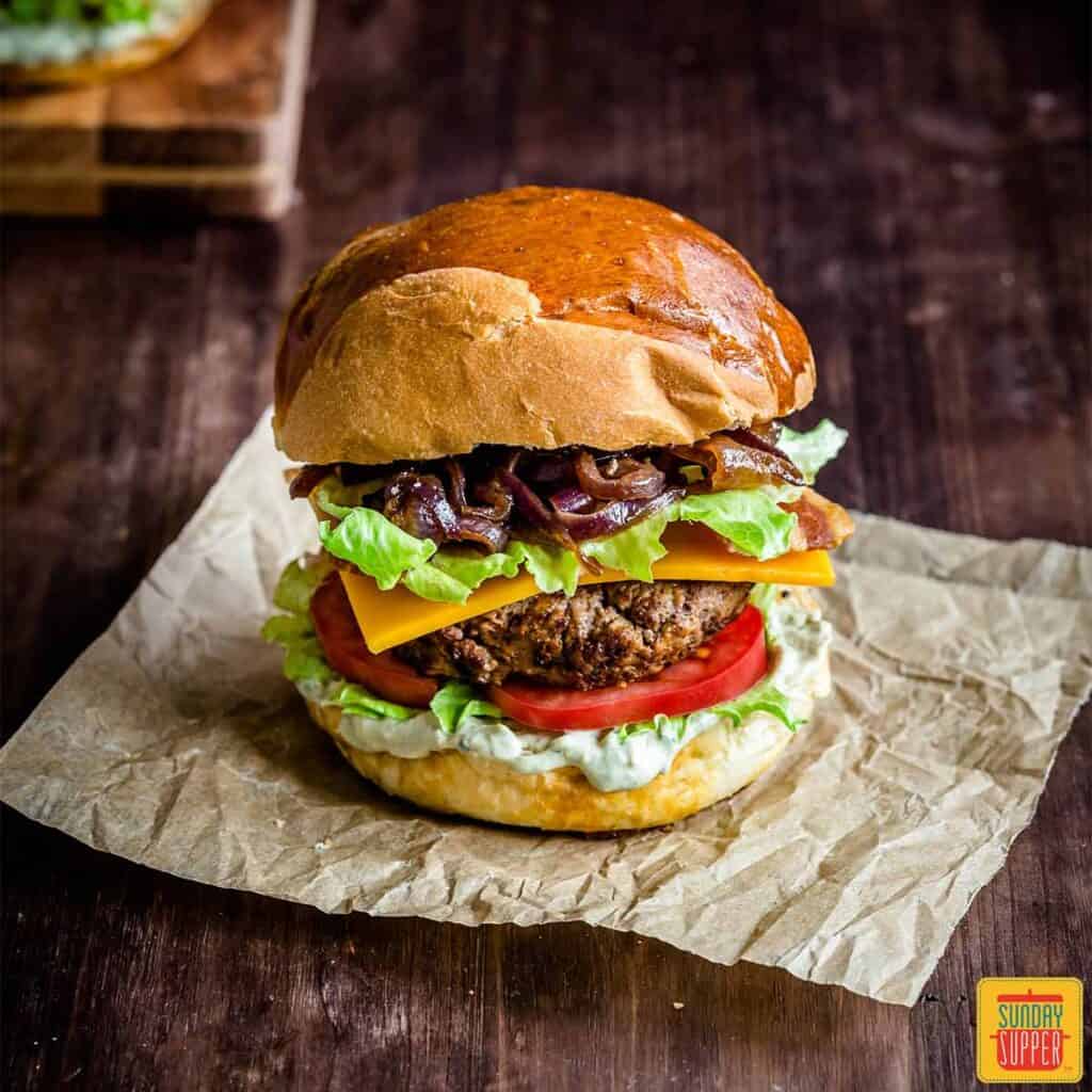 Loaded Burger Recipe with Caramelized Onions